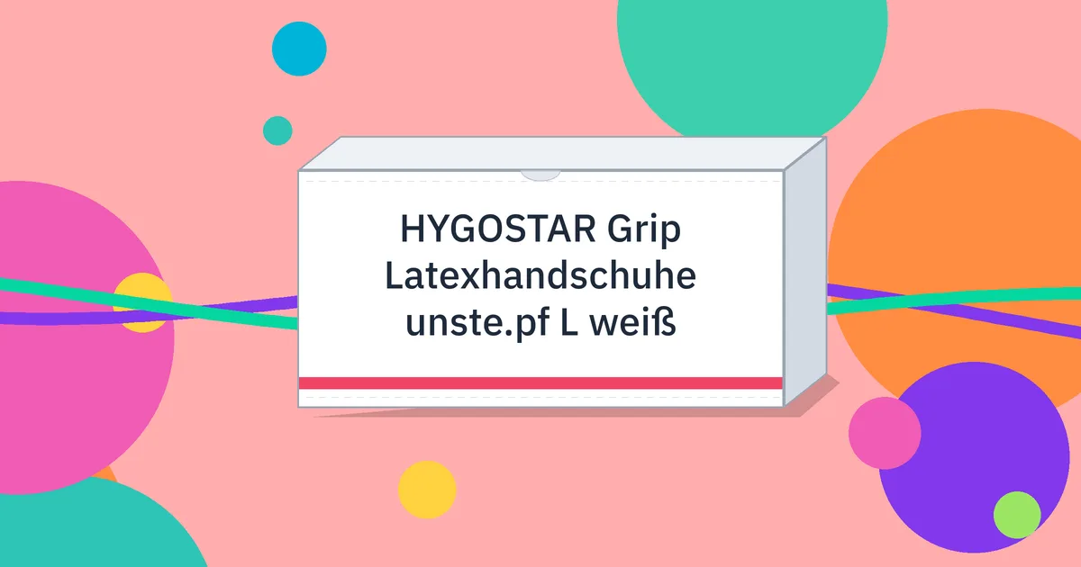 Symbolbild: Packung mit der Aufschrift HYGOSTAR Grip Latexhandschuhe unste.pf L weiß (PZN 20306913) – Verfügbarkeit und Bezug in Apotheken in Frankfurt am Main