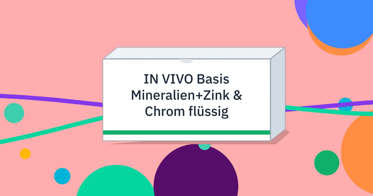 Symbolbild: Packung mit der Aufschrift IN VIVO Basis Mineralien+Zink & Chrom flüssig (PZN 18203985) – Verfügbarkeit und Bezug in Apotheken in Frankfurt am Main