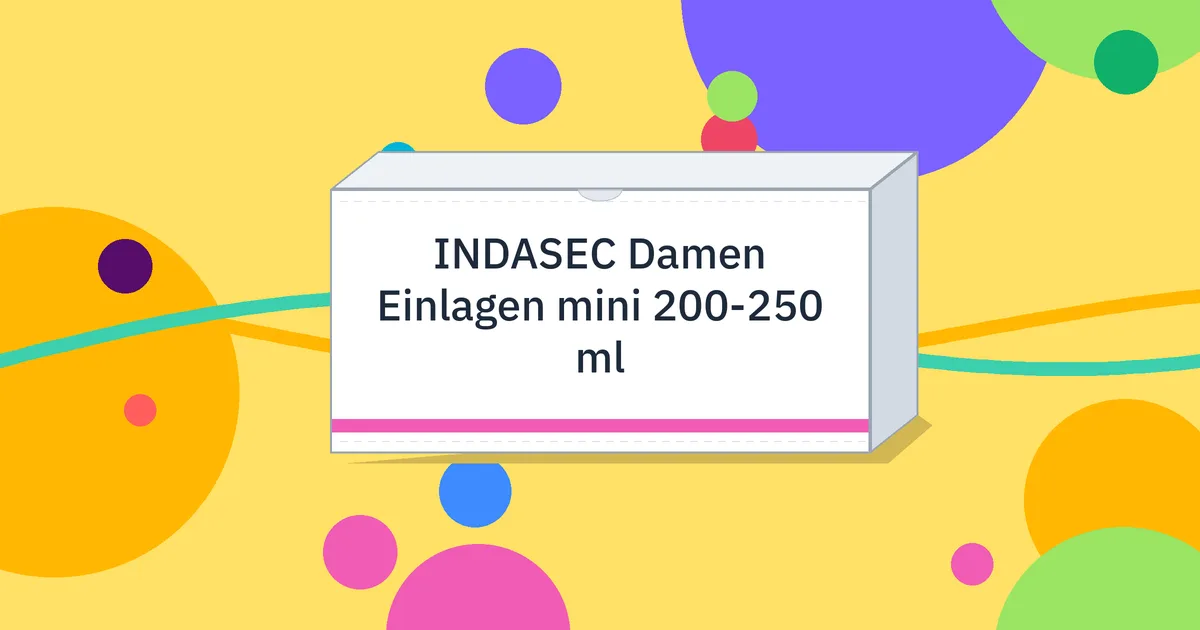 Symbolbild: Packung mit der Aufschrift INDASEC Damen Einlagen mini 200-250 ml (PZN 09922391) – Verfügbarkeit und Bezug in Apotheken in Frankfurt am Main