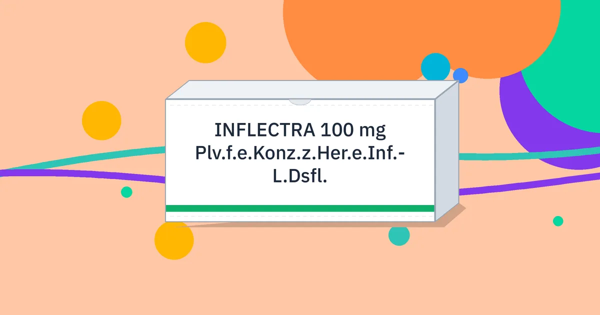 Symbolbild: Packung mit der Aufschrift INFLECTRA 100 mg Plv.f.e.Konz.z.Her.e.Inf.-L.Dsfl. (PZN 10315710) – Verfügbarkeit und Bezug in Apotheken in Frankfurt am Main