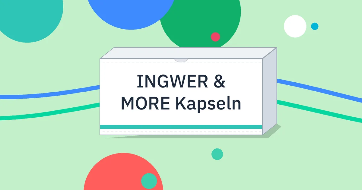 Symbolbild: Packung mit der Aufschrift INGWER & MORE Kapseln (PZN 09438241) – Verfügbarkeit und Bezug in Apotheken in Frankfurt am Main