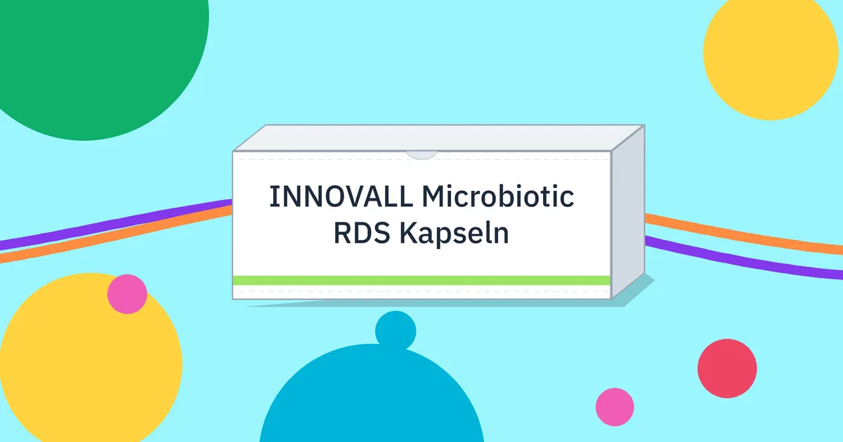 Symbolbild: Packung mit der Aufschrift INNOVALL Microbiotic RDS Kapseln (PZN 15293700) – Verfügbarkeit und Bezug in Apotheken in Frankfurt am Main
