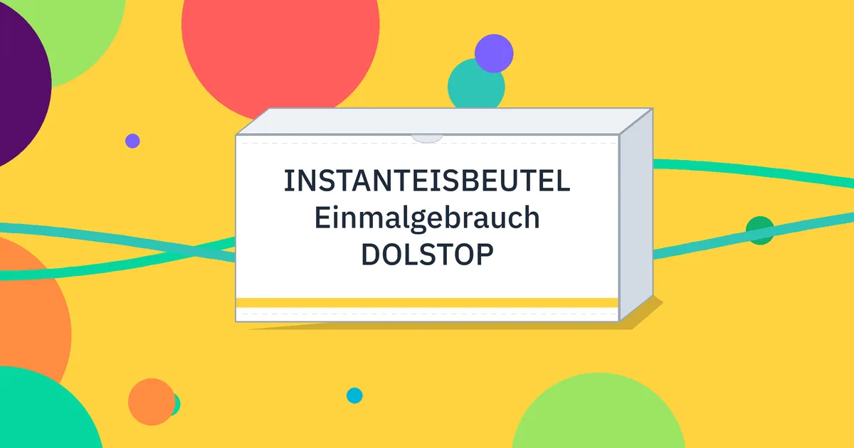 Symbolbild: Packung mit der Aufschrift INSTANTEISBEUTEL Einmalgebrauch DOLSTOP (PZN 16500928) – Verfügbarkeit und Bezug in Apotheken in Frankfurt am Main