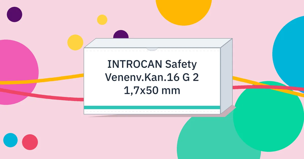 Symbolbild: Packung mit der Aufschrift INTROCAN Safety Venenv.Kan.16 G 2 1,7x50 mm (PZN 20344799) – Verfügbarkeit und Bezug in Apotheken in Frankfurt am Main