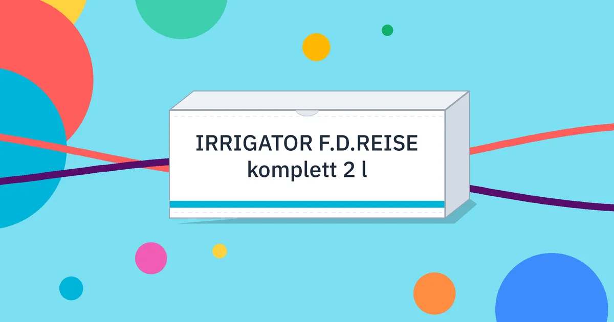 Symbolbild: Packung mit der Aufschrift IRRIGATOR F.D.REISE komplett 2 l (PZN 03841088) – Verfügbarkeit und Bezug in Apotheken in Frankfurt am Main
