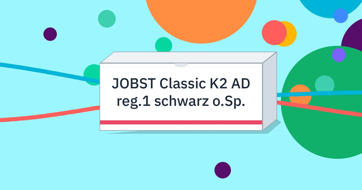 Symbolbild: Packung mit der Aufschrift JOBST Classic K2 AD reg.1 schwarz o.Sp. (PZN 11269248) – Verfügbarkeit und Bezug in Apotheken in Frankfurt am Main
