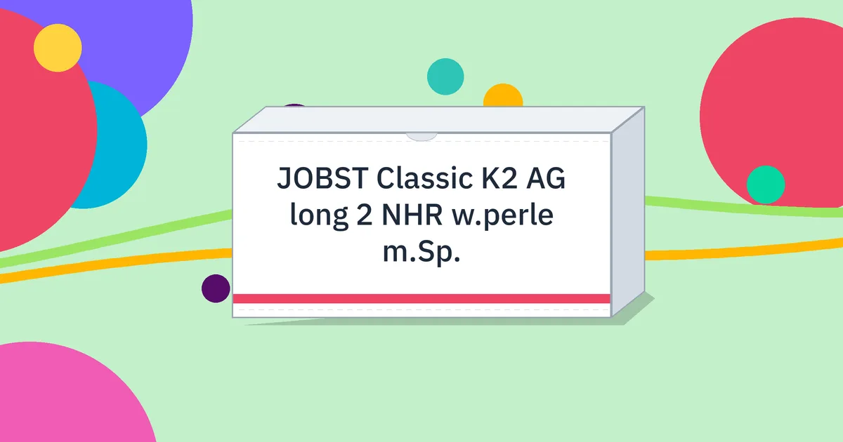 Symbolbild: Packung mit der Aufschrift JOBST Classic K2 AG long 2 NHR w.perle m.Sp. (PZN 10726991) – Verfügbarkeit und Bezug in Apotheken in Frankfurt am Main