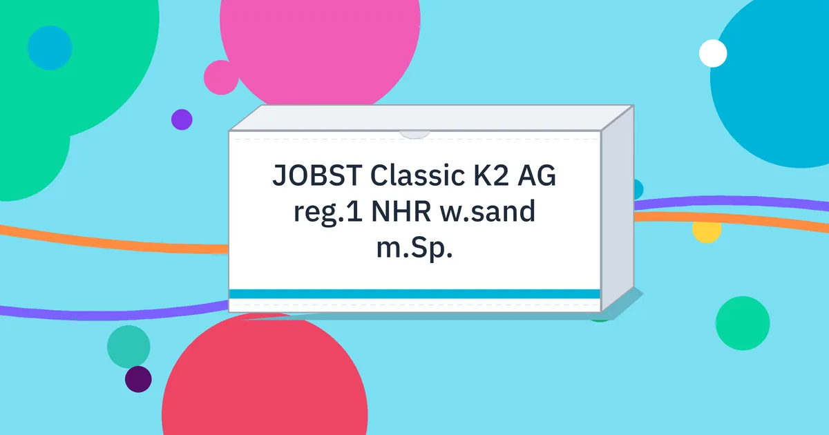 Symbolbild: Packung mit der Aufschrift JOBST Classic K2 AG reg.1 NHR w.sand m.Sp. (PZN 11272196) – Verfügbarkeit und Bezug in Apotheken in Frankfurt am Main