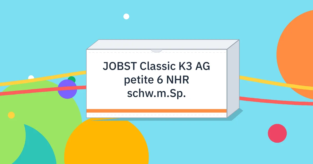 Symbolbild: Packung mit der Aufschrift JOBST Classic K3 AG petite 6 NHR schw.m.Sp. (PZN 13072662) – Verfügbarkeit und Bezug in Apotheken in Frankfurt am Main