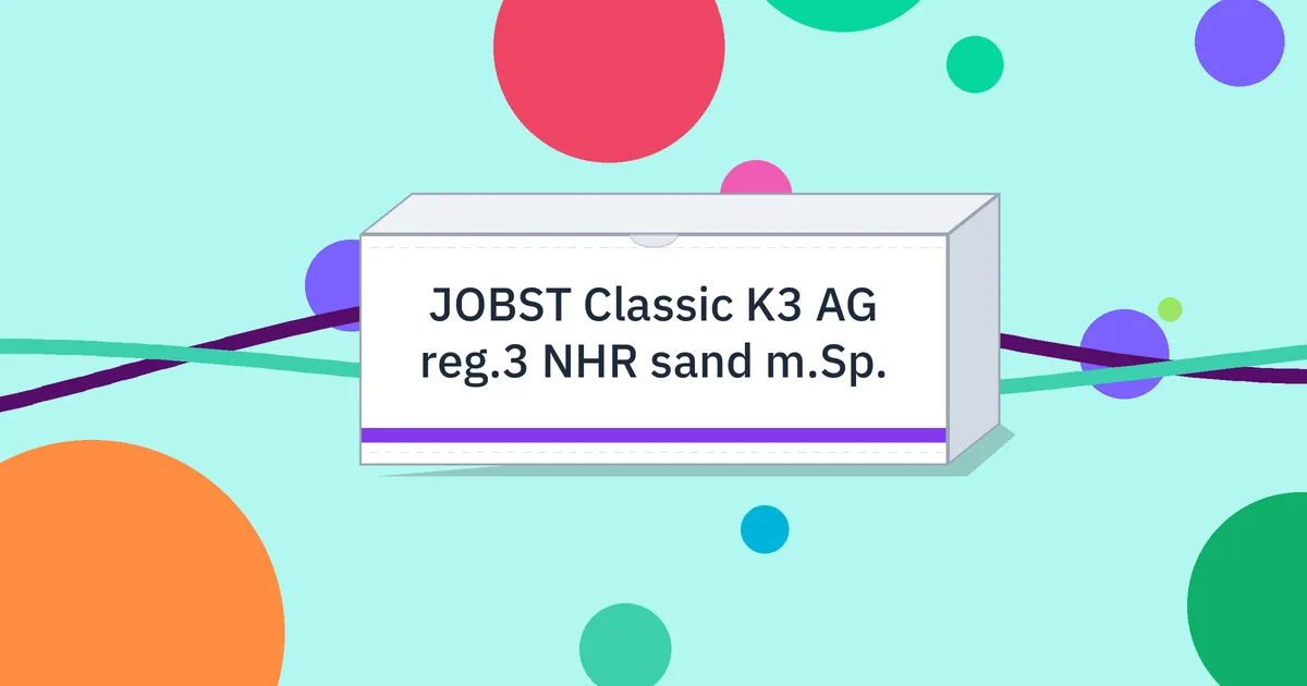 Symbolbild: Packung mit der Aufschrift JOBST Classic K3 AG reg.3 NHR sand m.Sp. (PZN 13073331) – Verfügbarkeit und Bezug in Apotheken in Frankfurt am Main