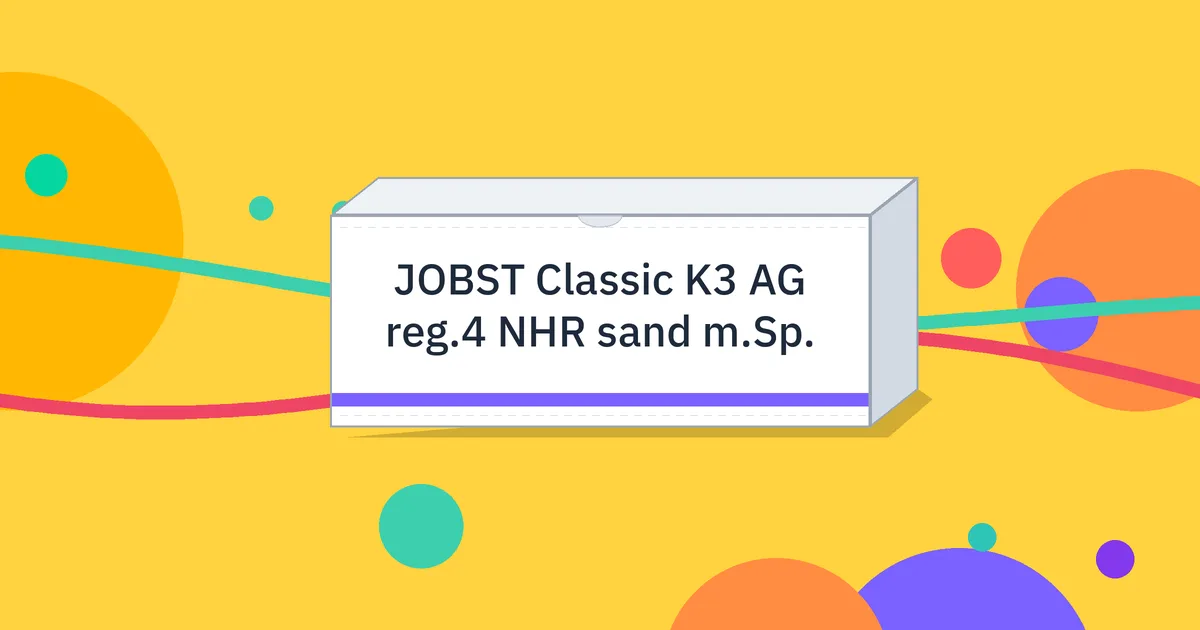 Symbolbild: Packung mit der Aufschrift JOBST Classic K3 AG reg.4 NHR sand m.Sp. (PZN 13073348) – Verfügbarkeit und Bezug in Apotheken in Frankfurt am Main