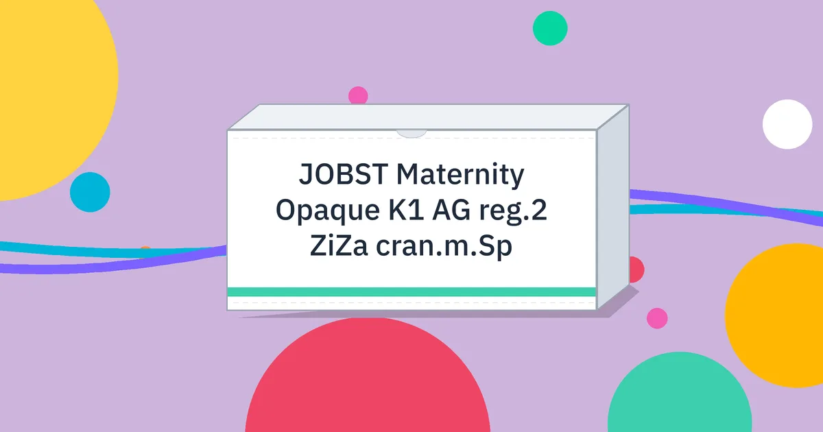 Symbolbild: Packung mit der Aufschrift JOBST Maternity Opaque K1 AG reg.2 ZiZa cran.m.Sp (PZN 15856988) – Verfügbarkeit und Bezug in Apotheken in Frankfurt am Main