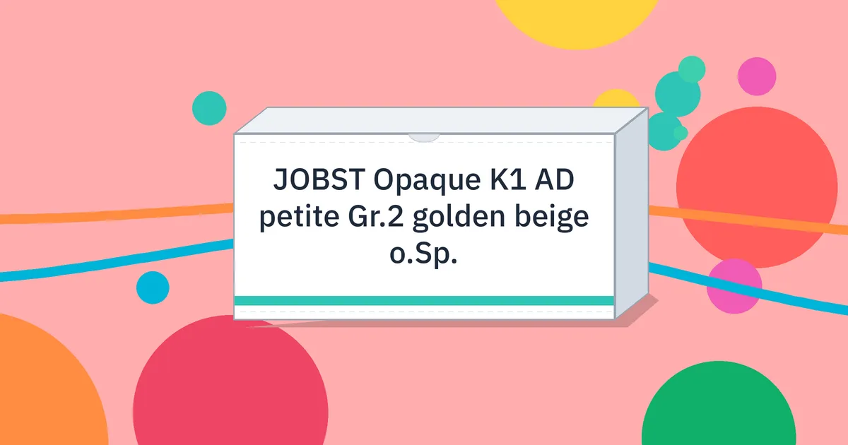 Symbolbild: Packung mit der Aufschrift JOBST Opaque K1 AD petite Gr.2 golden beige o.Sp. (PZN 16263724) – Verfügbarkeit und Bezug in Apotheken in Frankfurt am Main