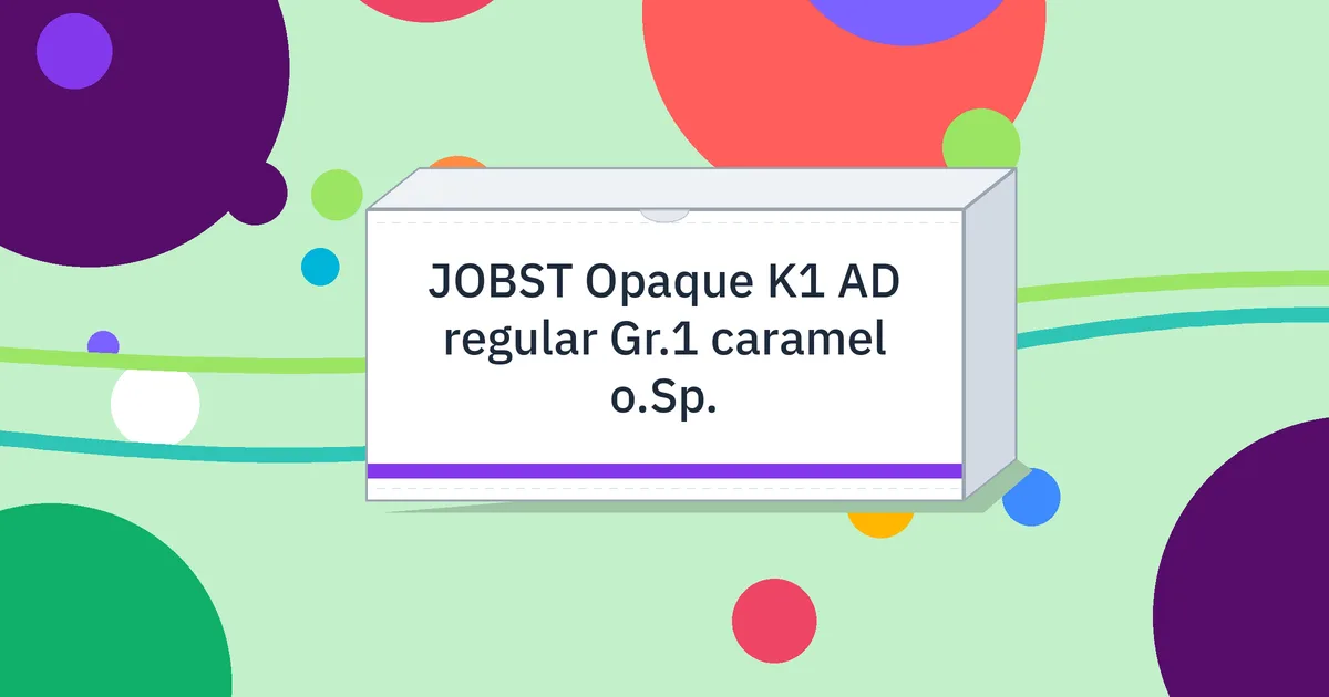 Symbolbild: Packung mit der Aufschrift JOBST Opaque K1 AD regular Gr.1 caramel o.Sp. (PZN 13082258) – Verfügbarkeit und Bezug in Apotheken in Frankfurt am Main