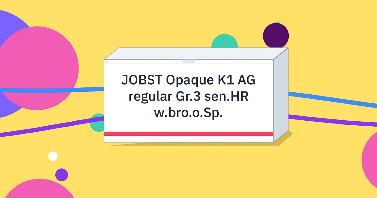Symbolbild: Packung mit der Aufschrift JOBST Opaque K1 AG regular Gr.3 sen.HR w.bro.o.Sp. (PZN 13096220) – Verfügbarkeit und Bezug in Apotheken in Frankfurt am Main