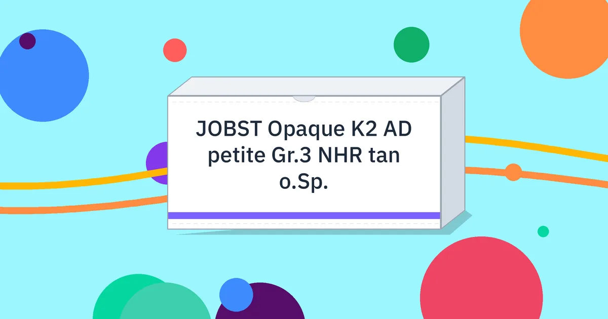 Symbolbild: Packung mit der Aufschrift JOBST Opaque K2 AD petite Gr.3 NHR tan o.Sp. (PZN 16278909) – Verfügbarkeit und Bezug in Apotheken in Frankfurt am Main
