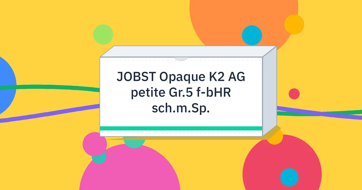 Symbolbild: Packung mit der Aufschrift JOBST Opaque K2 AG petite Gr.5 f-bHR sch.m.Sp. (PZN 11254985) – Verfügbarkeit und Bezug in Apotheken in Frankfurt am Main