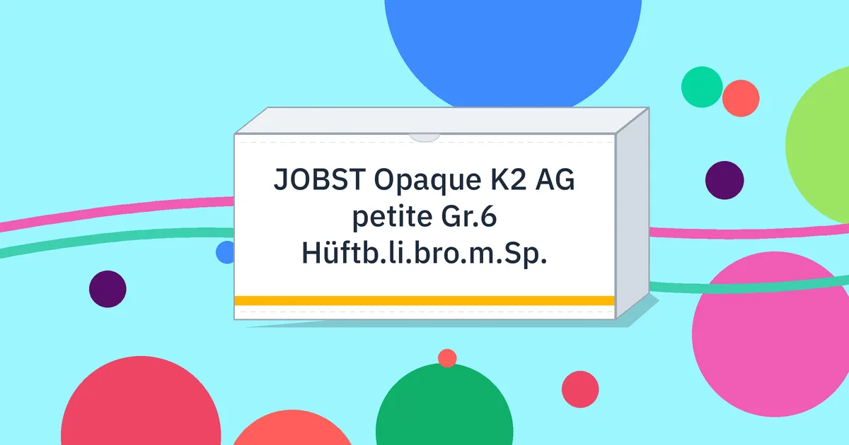 Symbolbild: Packung mit der Aufschrift JOBST Opaque K2 AG petite Gr.6 Hüftb.li.bro.m.Sp. (PZN 13113504) – Verfügbarkeit und Bezug in Apotheken in Frankfurt am Main