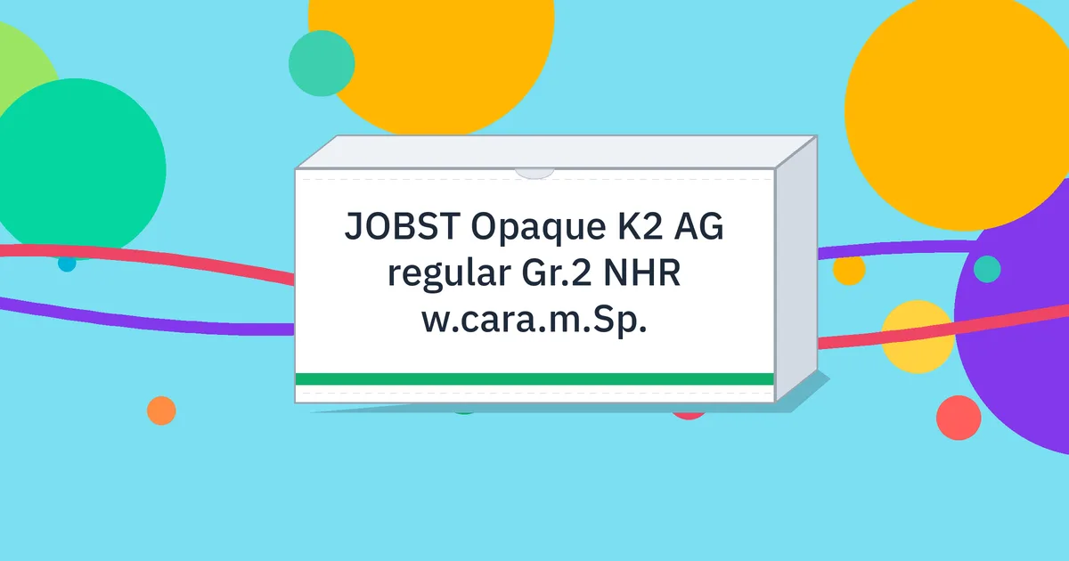 Symbolbild: Packung mit der Aufschrift JOBST Opaque K2 AG regular Gr.2 NHR w.cara.m.Sp. (PZN 11253543) – Verfügbarkeit und Bezug in Apotheken in Frankfurt am Main