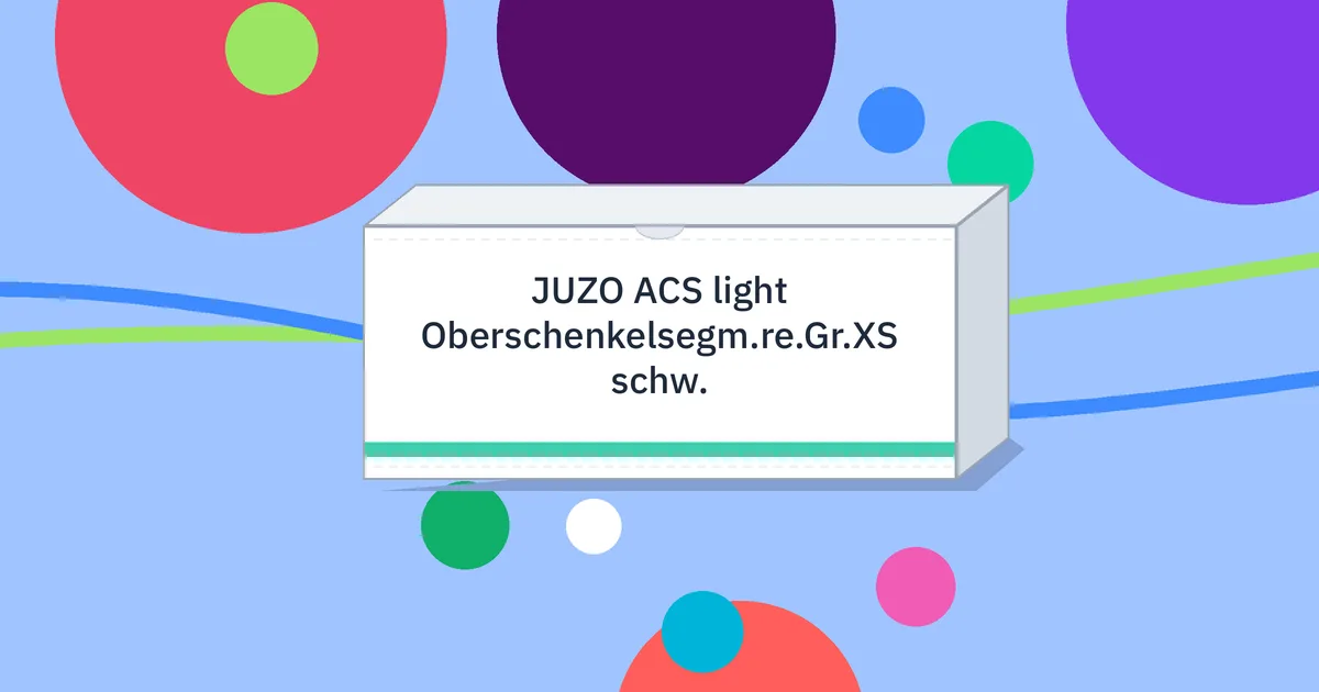 Symbolbild: Packung mit der Aufschrift JUZO ACS light Oberschenkelsegm.re.Gr.XS schw. (PZN 13575699) – Verfügbarkeit und Bezug in Apotheken in Frankfurt am Main