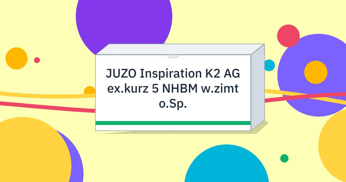 Symbolbild: Packung mit der Aufschrift JUZO Inspiration K2 AG ex.kurz 5 NHBM w.zimt o.Sp. (PZN 14952023) – Verfügbarkeit und Bezug in Apotheken in Frankfurt am Main