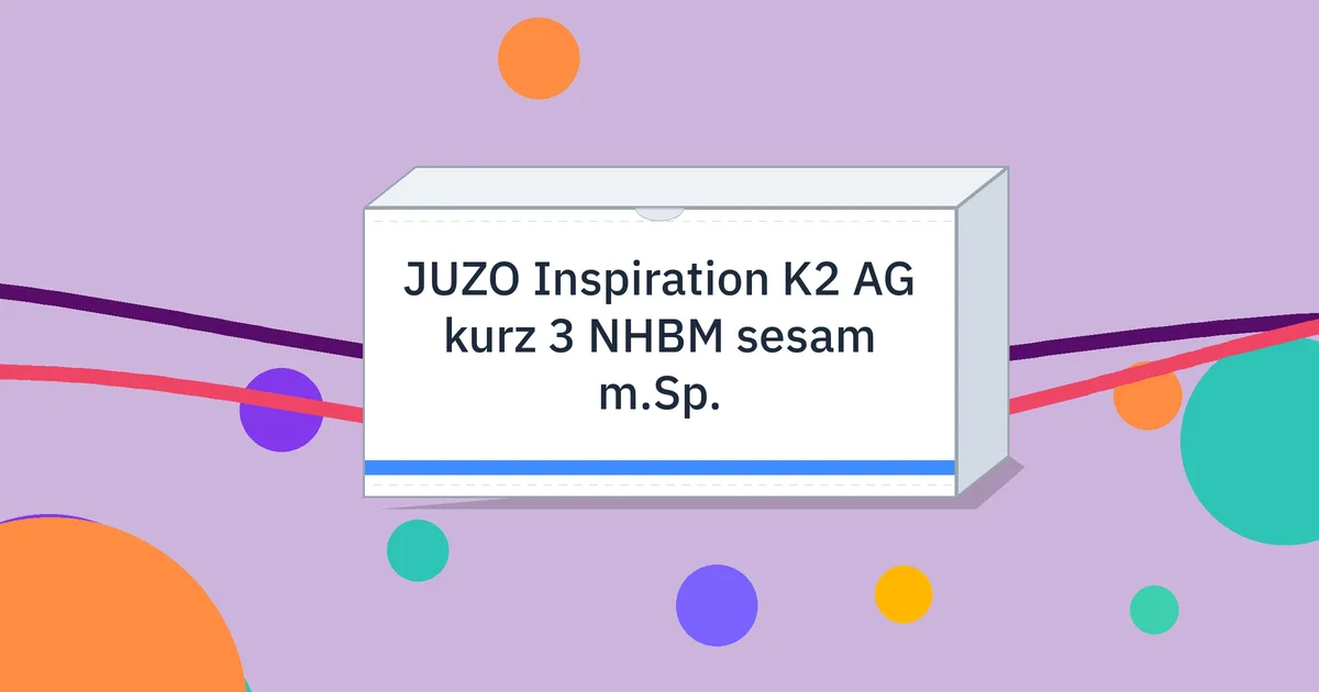 Symbolbild: Packung mit der Aufschrift JUZO Inspiration K2 AG kurz 3 NHBM sesam m.Sp. (PZN 14921904) – Verfügbarkeit und Bezug in Apotheken in Frankfurt am Main