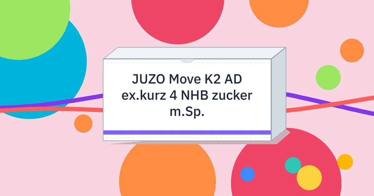 Symbolbild: Packung mit der Aufschrift JUZO Move K2 AD ex.kurz 4 NHB zucker m.Sp. (PZN 18509997) – Verfügbarkeit und Bezug in Apotheken in Frankfurt am Main