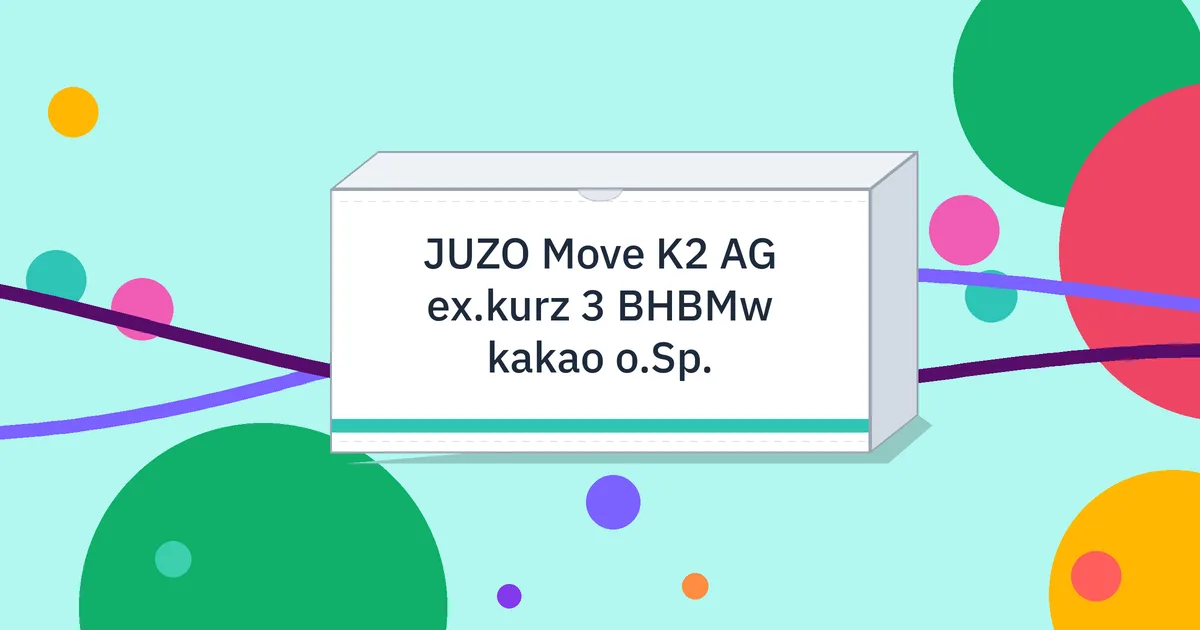 Symbolbild: Packung mit der Aufschrift JUZO Move K2 AG ex.kurz 3 BHBMw kakao o.Sp. (PZN 18566452) – Verfügbarkeit und Bezug in Apotheken in Frankfurt am Main