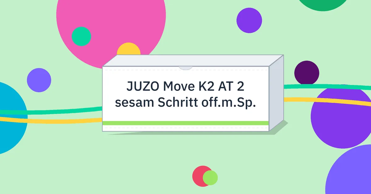 Symbolbild: Packung mit der Aufschrift JUZO Move K2 AT 2 sesam Schritt off.m.Sp. (PZN 20668177) – Verfügbarkeit und Bezug in Apotheken in Frankfurt am Main