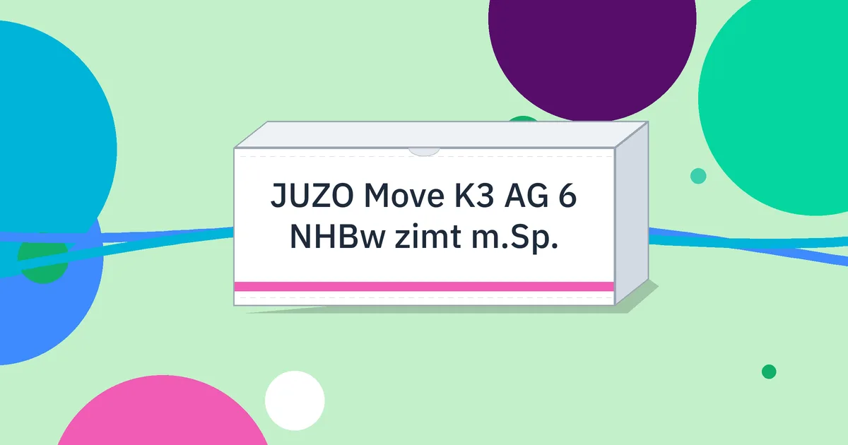 Symbolbild: Packung mit der Aufschrift JUZO Move K3 AG 6 NHBw zimt m.Sp. (PZN 18574581) – Verfügbarkeit und Bezug in Apotheken in Frankfurt am Main