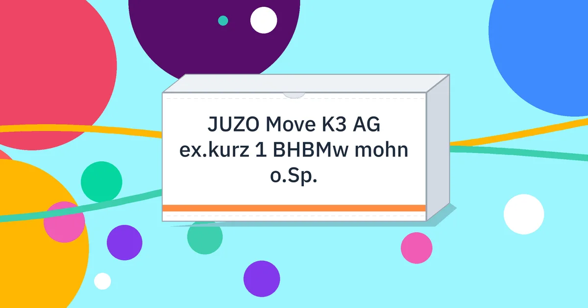 Symbolbild: Packung mit der Aufschrift JUZO Move K3 AG ex.kurz 1 BHBMw mohn o.Sp. (PZN 18598050) – Verfügbarkeit und Bezug in Apotheken in Frankfurt am Main