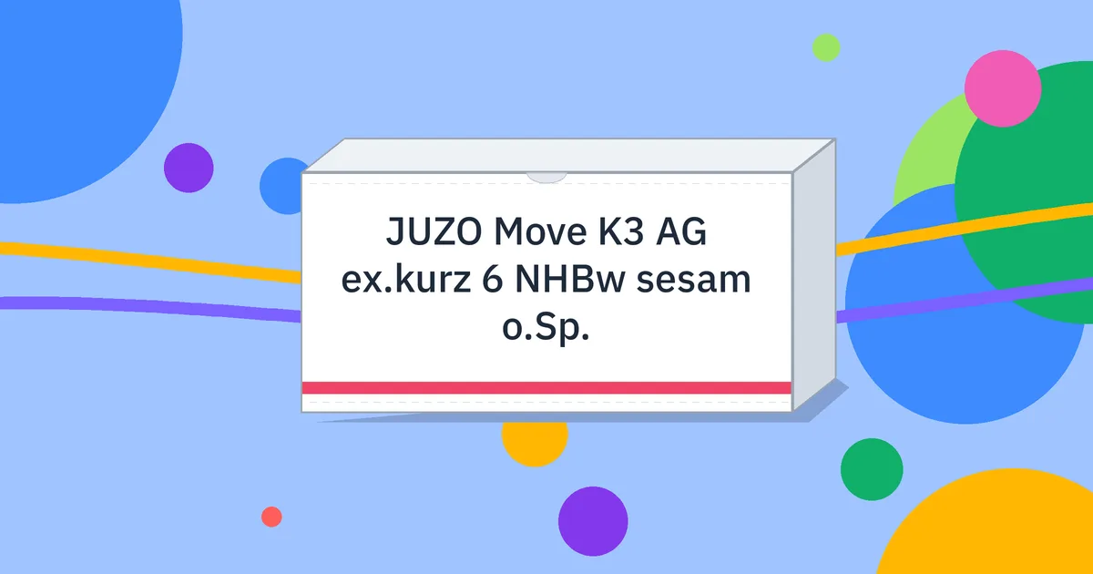 Symbolbild: Packung mit der Aufschrift JUZO Move K3 AG ex.kurz 6 NHBw sesam o.Sp. (PZN 18584527) – Verfügbarkeit und Bezug in Apotheken in Frankfurt am Main