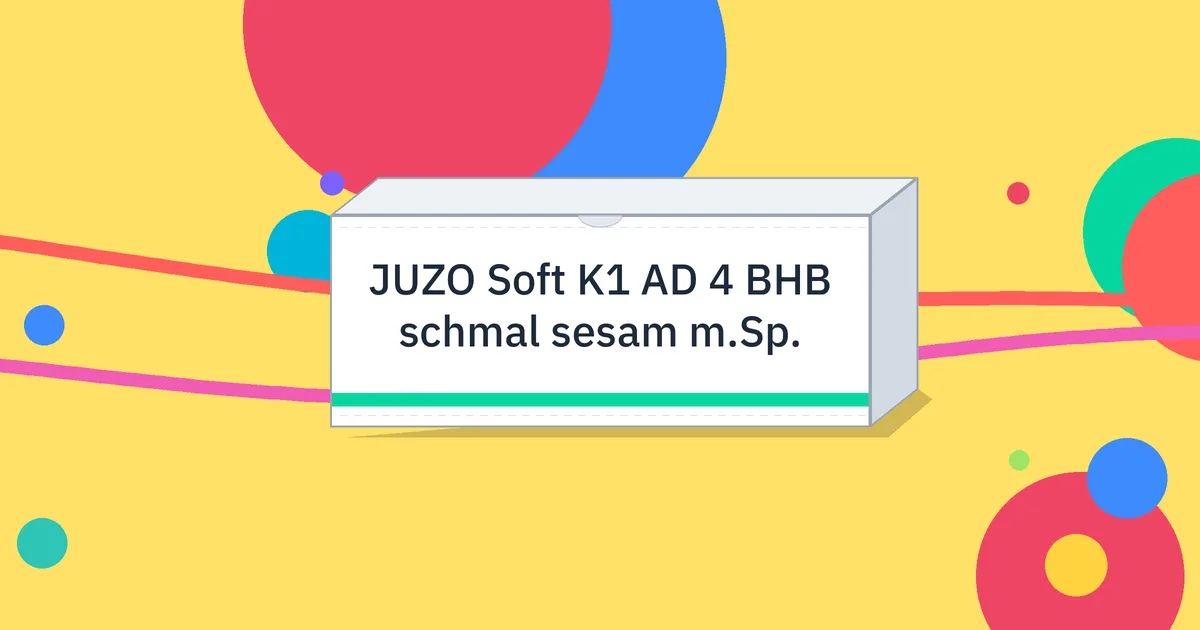Symbolbild: Packung mit der Aufschrift JUZO Soft K1 AD 4 BHB schmal sesam m.Sp. (PZN 15461008) – Verfügbarkeit und Bezug in Apotheken in Frankfurt am Main