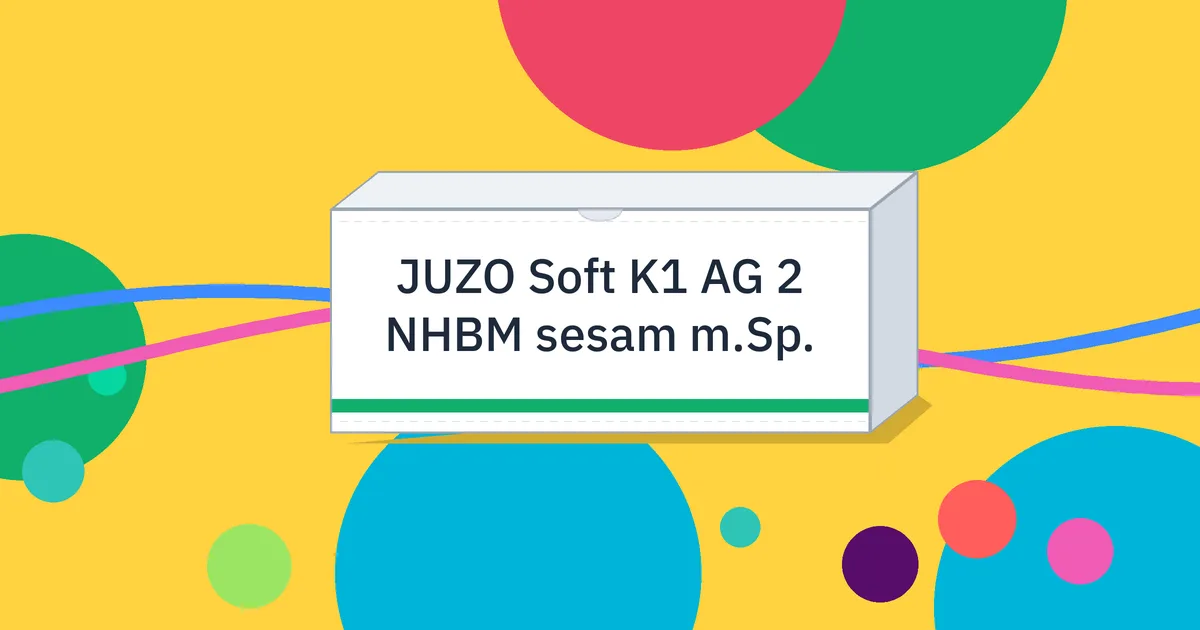 Symbolbild: Packung mit der Aufschrift JUZO Soft K1 AG 2 NHBM sesam m.Sp. (PZN 14999214) – Verfügbarkeit und Bezug in Apotheken in Frankfurt am Main