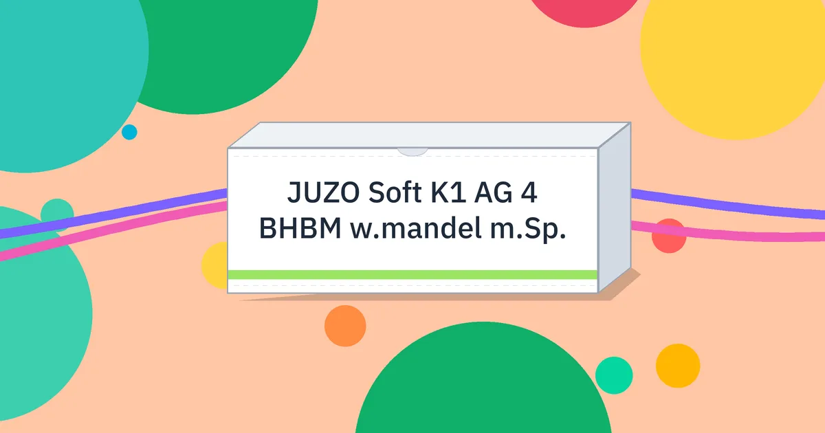 Symbolbild: Packung mit der Aufschrift JUZO Soft K1 AG 4 BHBM w.mandel m.Sp. (PZN 14863070) – Verfügbarkeit und Bezug in Apotheken in Frankfurt am Main