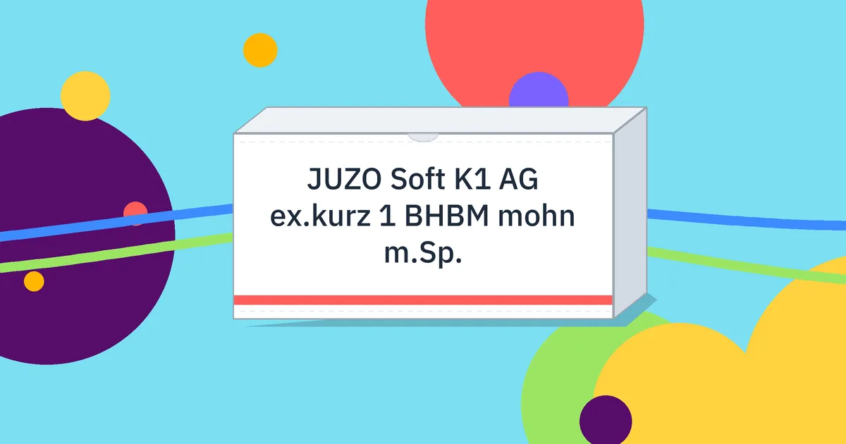 Symbolbild: Packung mit der Aufschrift JUZO Soft K1 AG ex.kurz 1 BHBM mohn m.Sp. (PZN 14856561) – Verfügbarkeit und Bezug in Apotheken in Frankfurt am Main