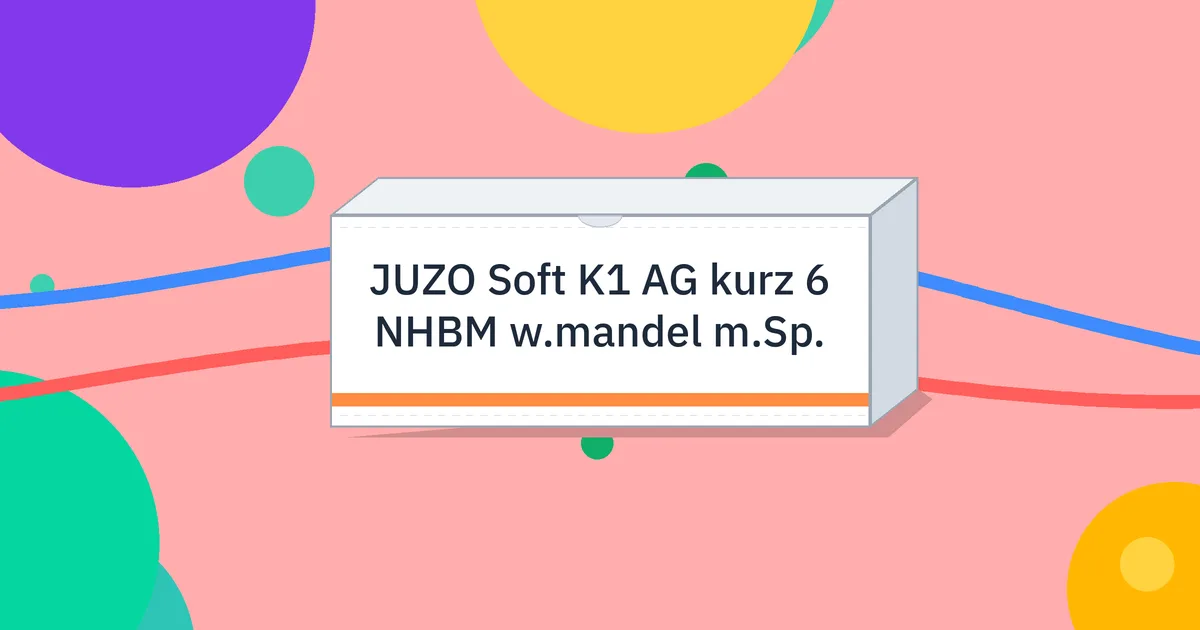 Symbolbild: Packung mit der Aufschrift JUZO Soft K1 AG kurz 6 NHBM w.mandel m.Sp. (PZN 15016633) – Verfügbarkeit und Bezug in Apotheken in Frankfurt am Main