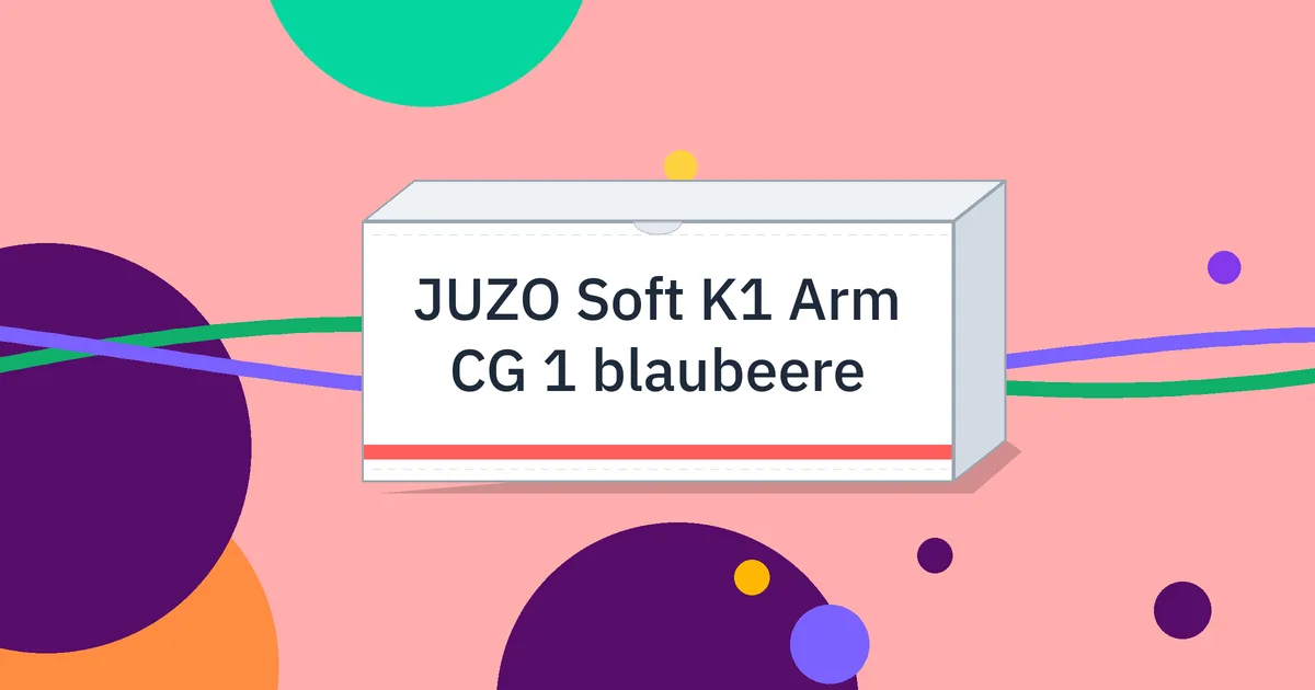 Symbolbild: Packung mit der Aufschrift JUZO Soft K1 Arm CG 1 blaubeere (PZN 15508419) – Verfügbarkeit und Bezug in Apotheken in Frankfurt am Main