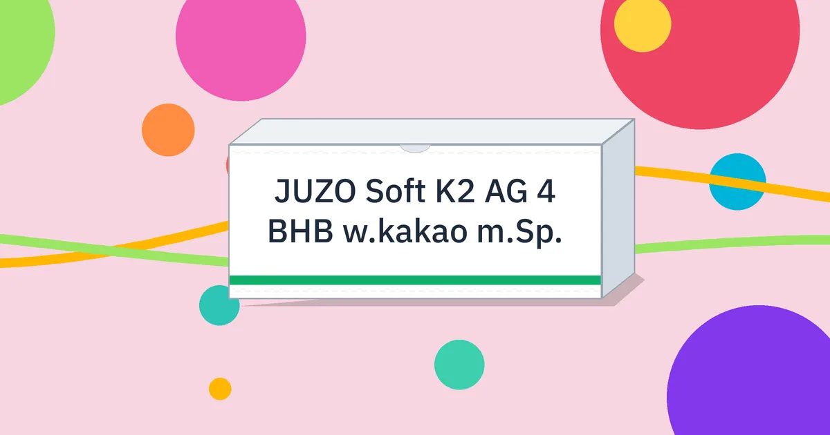 Symbolbild: Packung mit der Aufschrift JUZO Soft K2 AG 4 BHB w.kakao m.Sp. (PZN 14841080) – Verfügbarkeit und Bezug in Apotheken in Frankfurt am Main