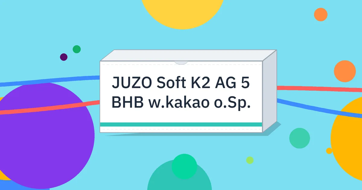 Symbolbild: Packung mit der Aufschrift JUZO Soft K2 AG 5 BHB w.kakao o.Sp. (PZN 14841737) – Verfügbarkeit und Bezug in Apotheken in Frankfurt am Main