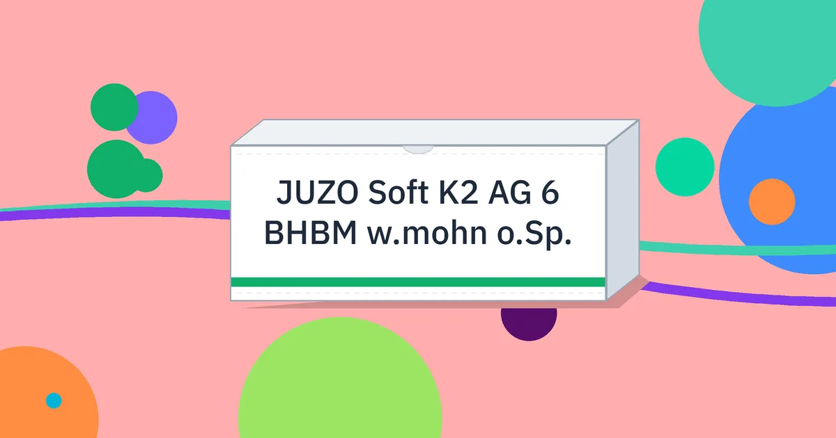 Symbolbild: Packung mit der Aufschrift JUZO Soft K2 AG 6 BHBM w.mohn o.Sp. (PZN 14869090) – Verfügbarkeit und Bezug in Apotheken in Frankfurt am Main