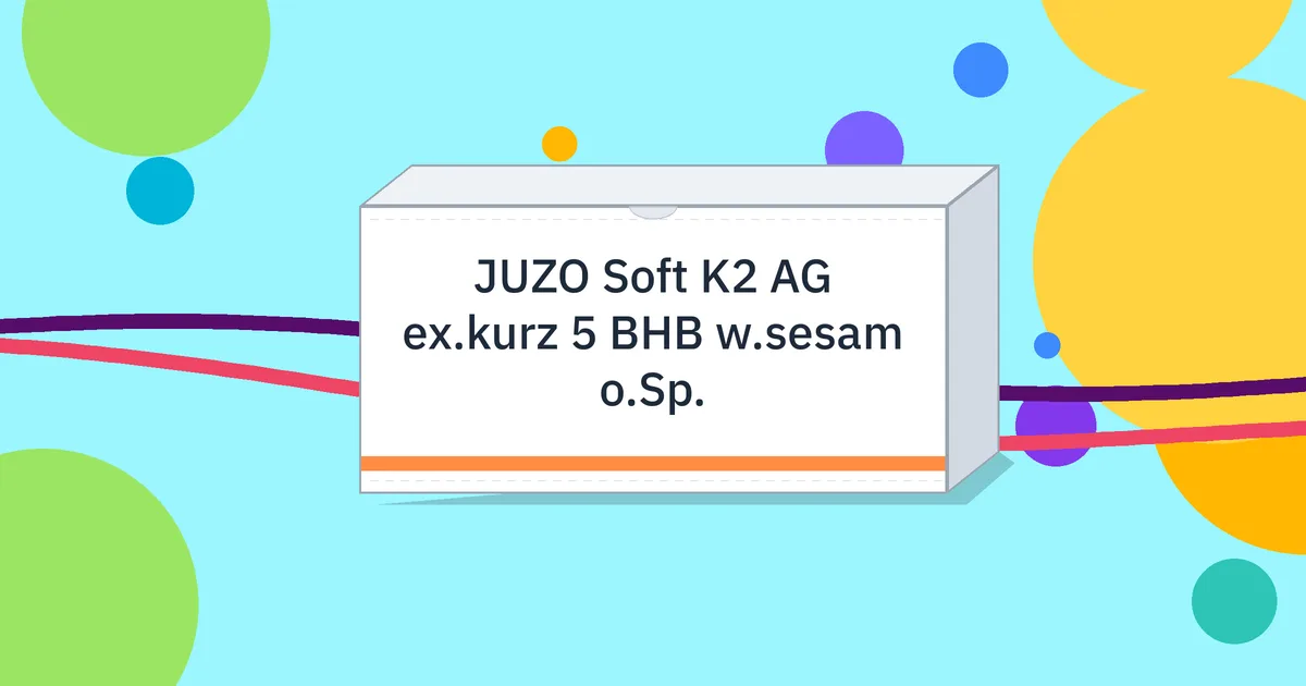 Symbolbild: Packung mit der Aufschrift JUZO Soft K2 AG ex.kurz 5 BHB w.sesam o.Sp. (PZN 14844049) – Verfügbarkeit und Bezug in Apotheken in Frankfurt am Main