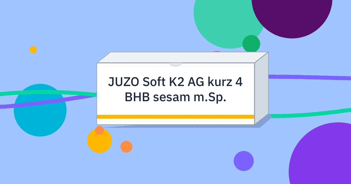 Symbolbild: Packung mit der Aufschrift JUZO Soft K2 AG kurz 4 BHB sesam m.Sp. (PZN 14826117) – Verfügbarkeit und Bezug in Apotheken in Frankfurt am Main