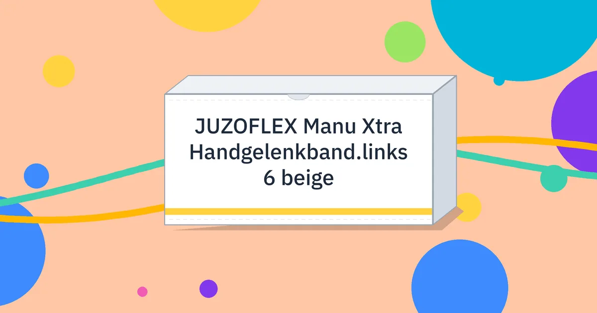 Symbolbild: Packung mit der Aufschrift JUZOFLEX Manu Xtra Handgelenkband.links 6 beige (PZN 16635290) – Verfügbarkeit und Bezug in Apotheken in Frankfurt am Main