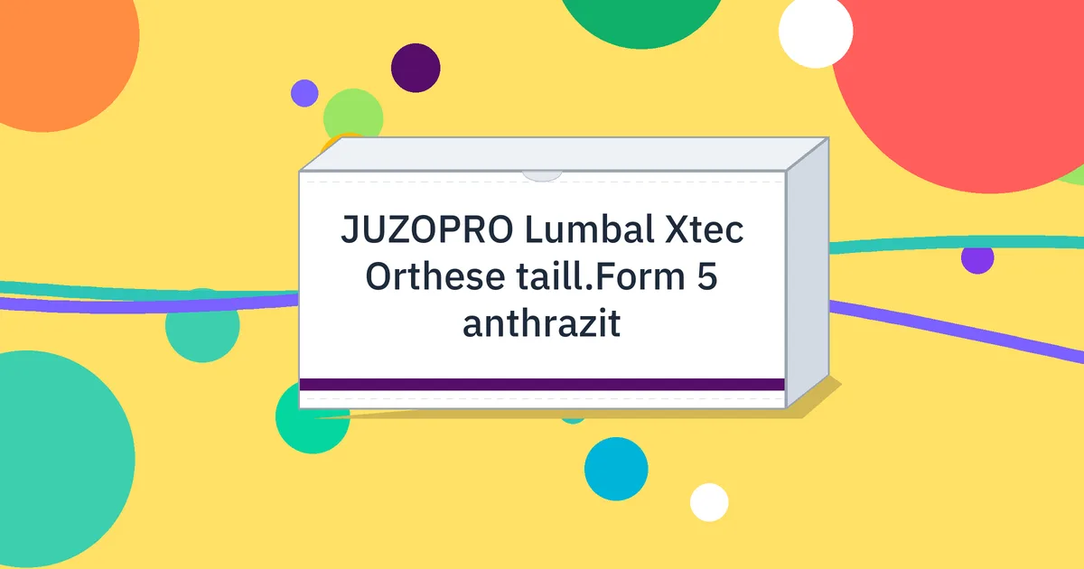 Symbolbild: Packung mit der Aufschrift JUZOPRO Lumbal Xtec Orthese taill.Form 5 anthrazit (PZN 16498309) – Verfügbarkeit und Bezug in Apotheken in Frankfurt am Main