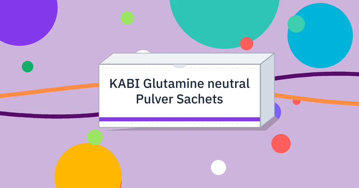 Symbolbild: Packung mit der Aufschrift KABI Glutamine neutral Pulver Sachets (PZN 10835912) – Verfügbarkeit und Bezug in Apotheken in Frankfurt am Main