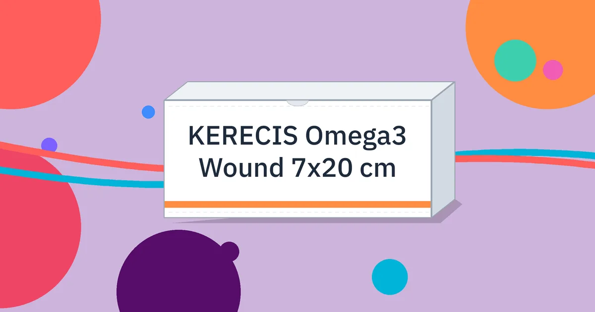 Symbolbild: Packung mit der Aufschrift KERECIS Omega3 Wound 7x20 cm (PZN 18811383) – Verfügbarkeit und Bezug in Apotheken in Frankfurt am Main