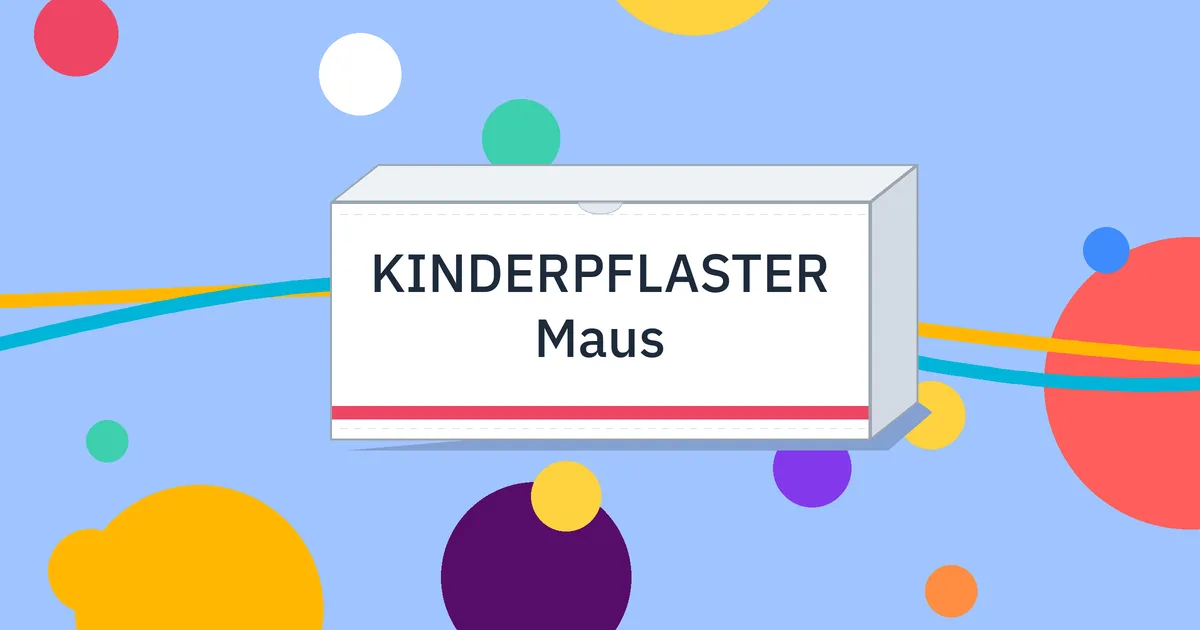 Symbolbild: Packung mit der Aufschrift KINDERPFLASTER Maus (PZN 04737594) – Verfügbarkeit und Bezug in Apotheken in Frankfurt am Main