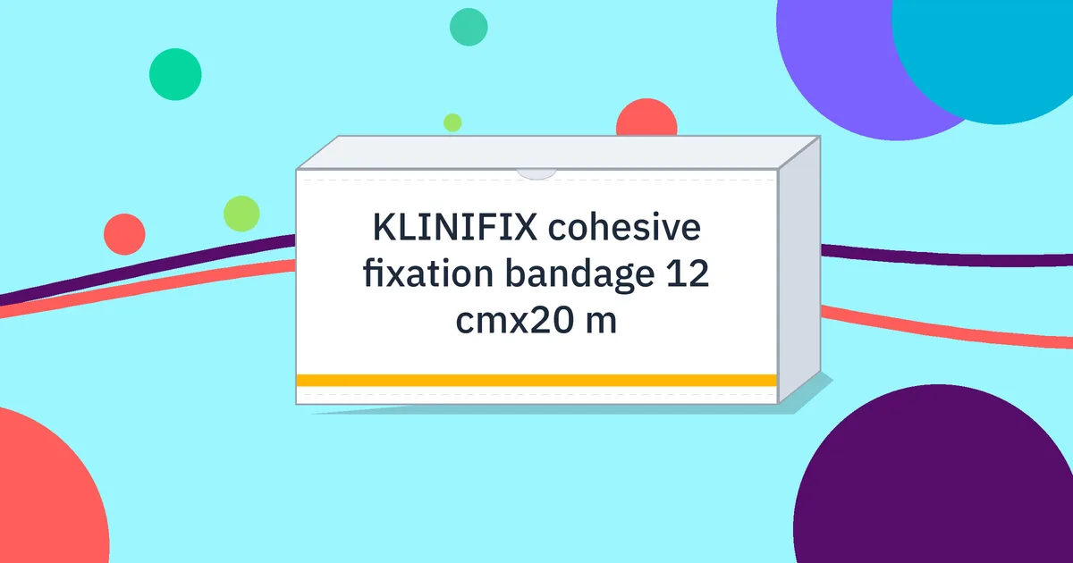 Symbolbild: Packung mit der Aufschrift KLINIFIX cohesive fixation bandage 12 cmx20 m (PZN 19889944) – Verfügbarkeit und Bezug in Apotheken in Frankfurt am Main