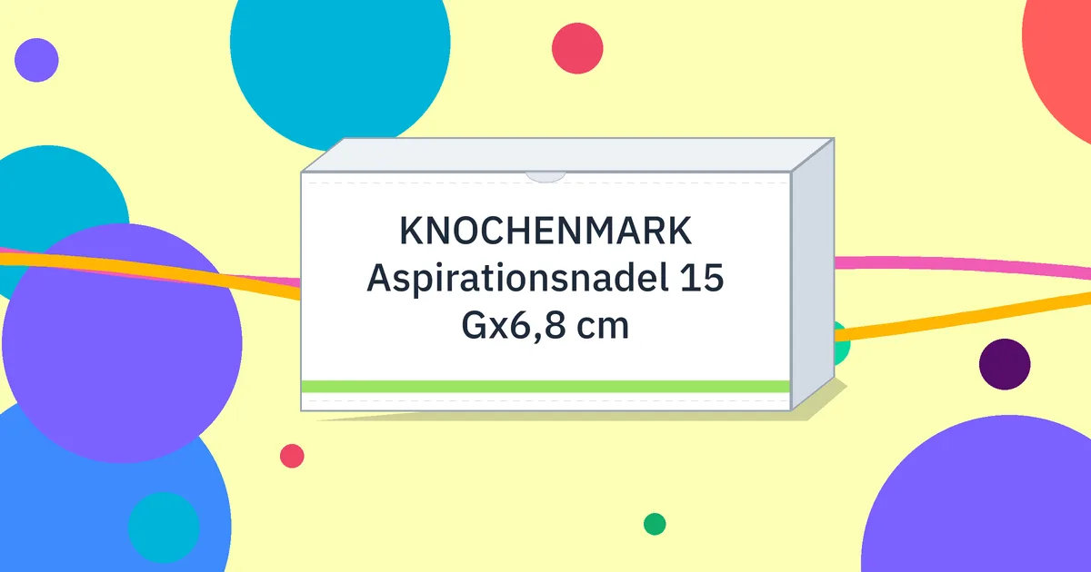 Symbolbild: Packung mit der Aufschrift KNOCHENMARK Aspirationsnadel 15 Gx6,8 cm (PZN 18812201) – Verfügbarkeit und Bezug in Apotheken in Frankfurt am Main